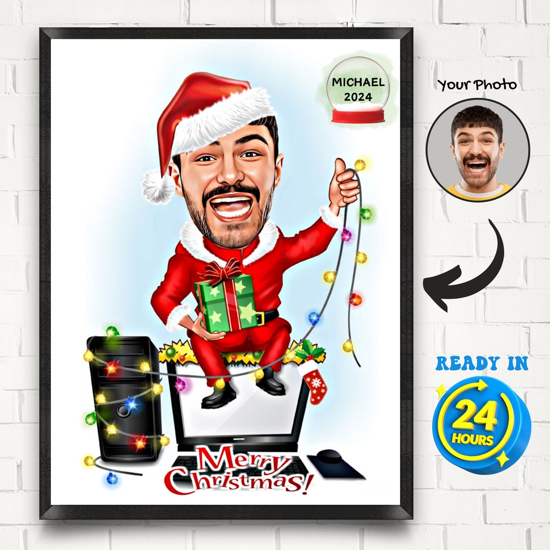 Custom Christmas Caricature Portrait, Christmas Caricature Drawing From ...