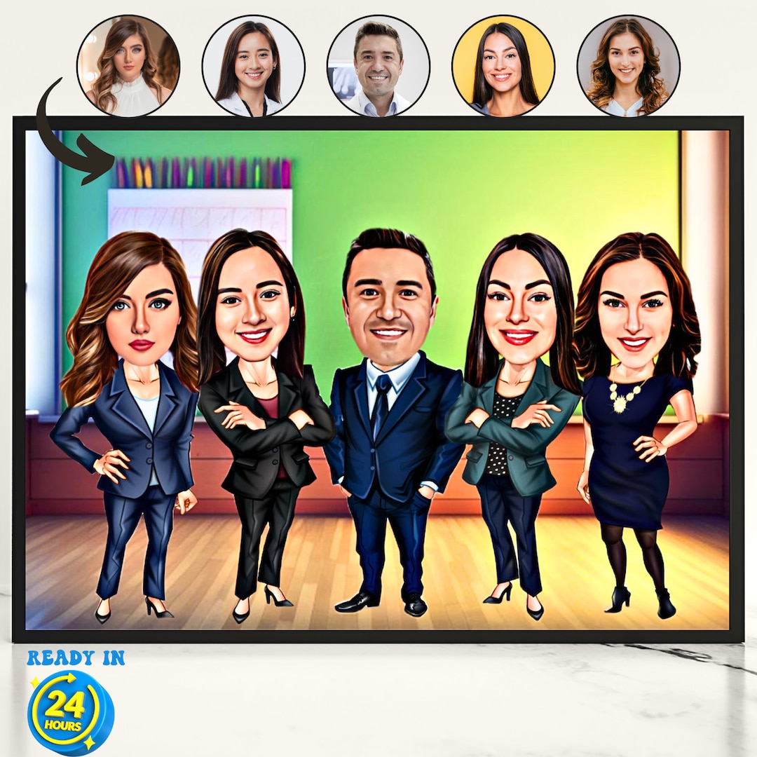 Personalized Teacher Caricature Drawing From Photo, Male and Female ...