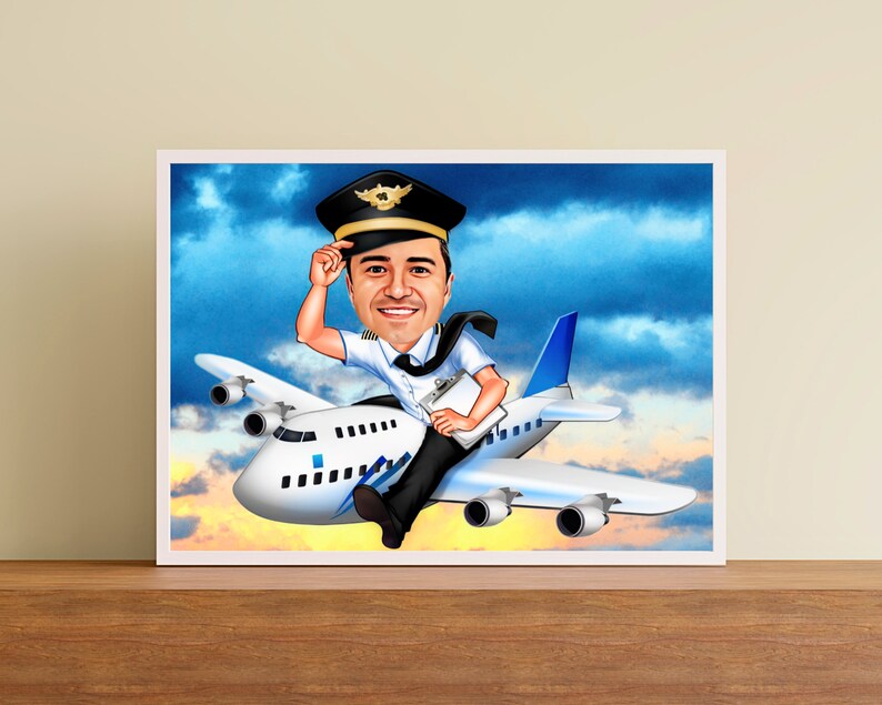 Custom Pilot Caricature Pilot Portrait Pilot Caricature - Etsy