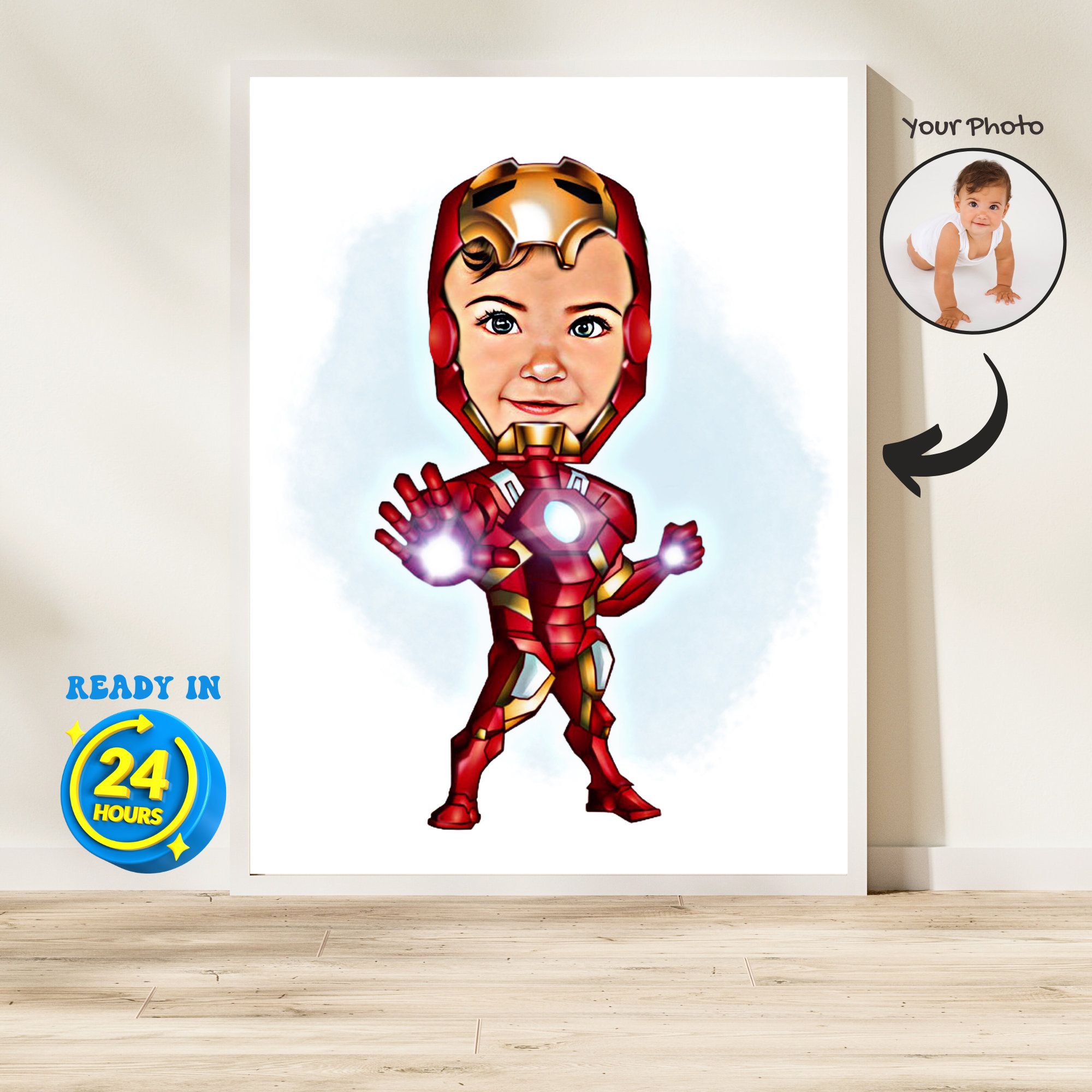 Custom Superhero Portrait, Personalized Kids Caricature (digital ...