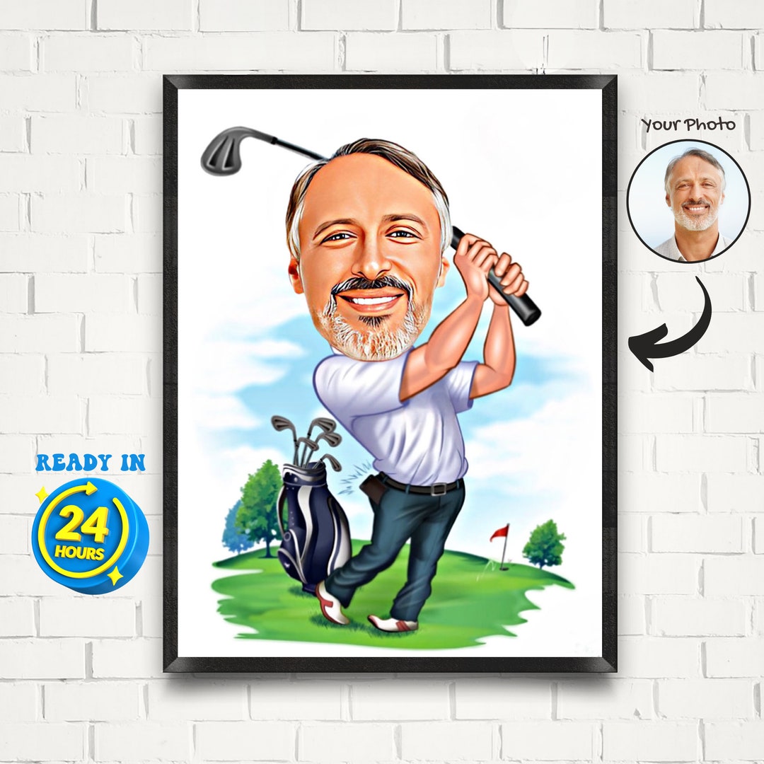 Custom Golfer Cartoon Portrait, Golfer Gift, Golfer Caricature From ...