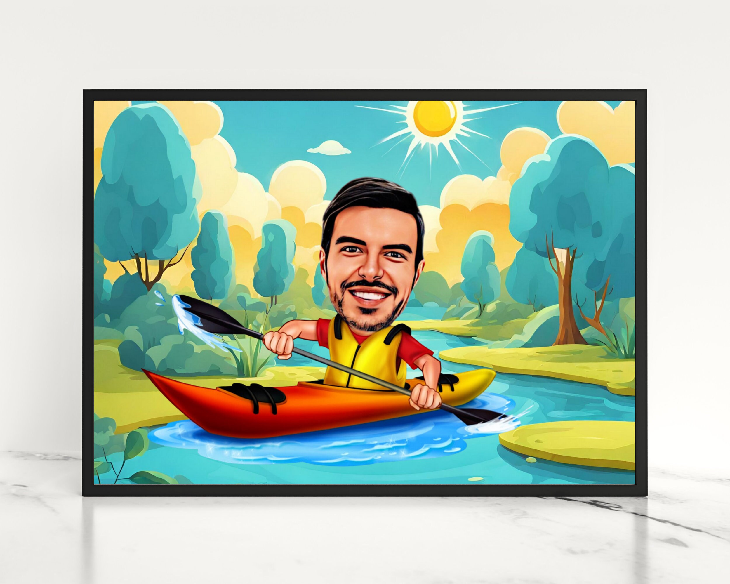Canoe Caricature Drawing From Photo, Canoe Gift, Custom Canoeing ...