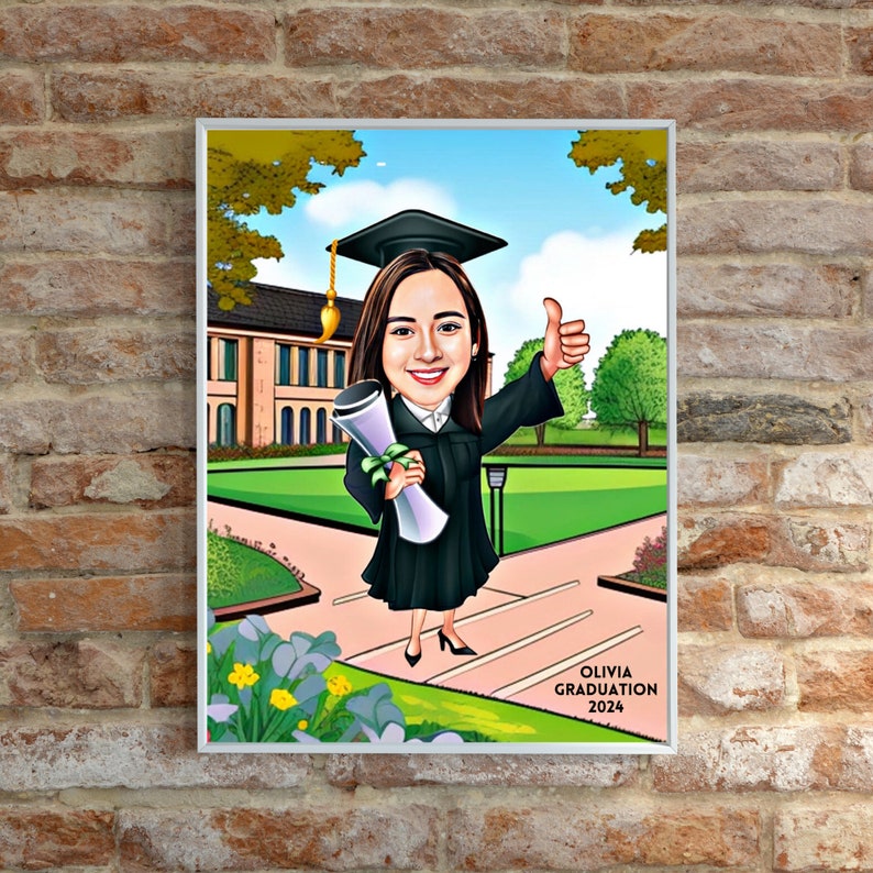 Personalized Female Graduation Cartoon Portrait, Graduation Gift ...