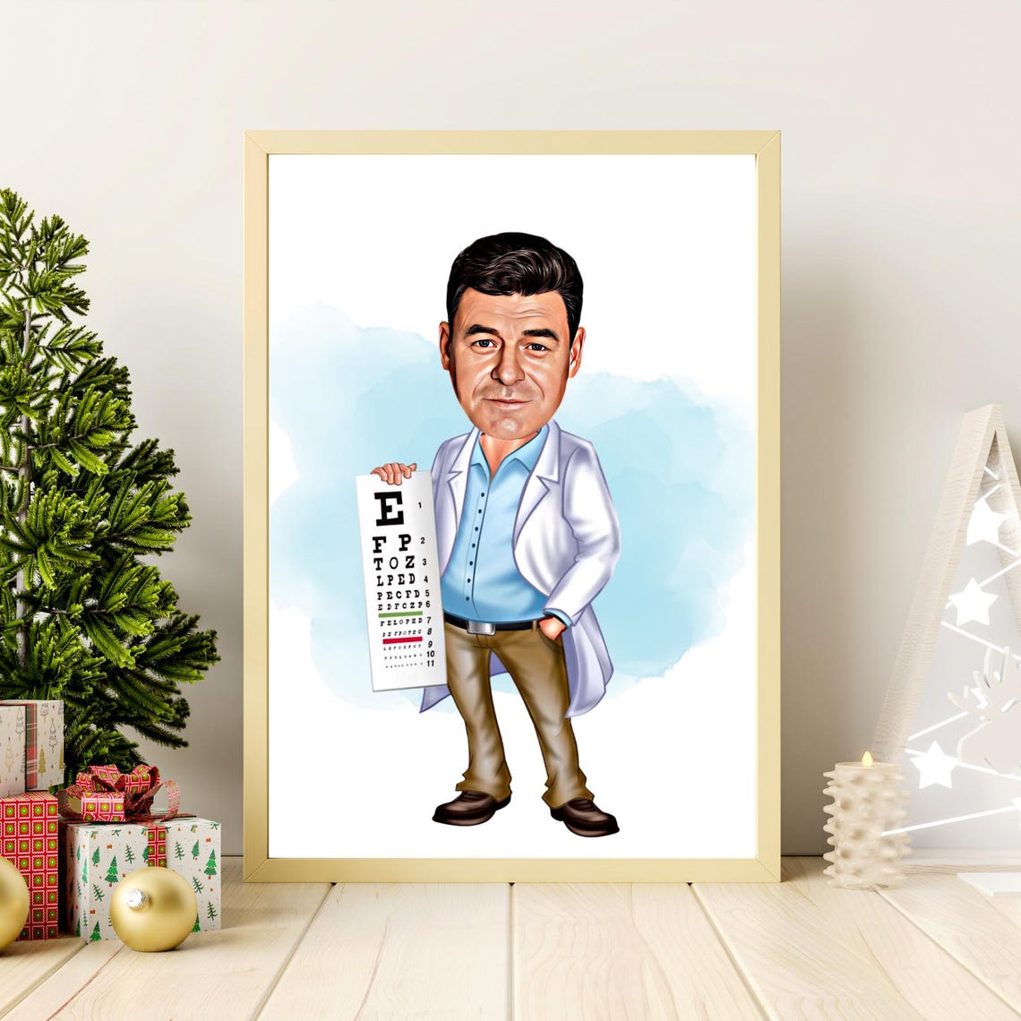Male Optometrist Cartoon Drawing From Photo, Funny Optometrist Gift for ...