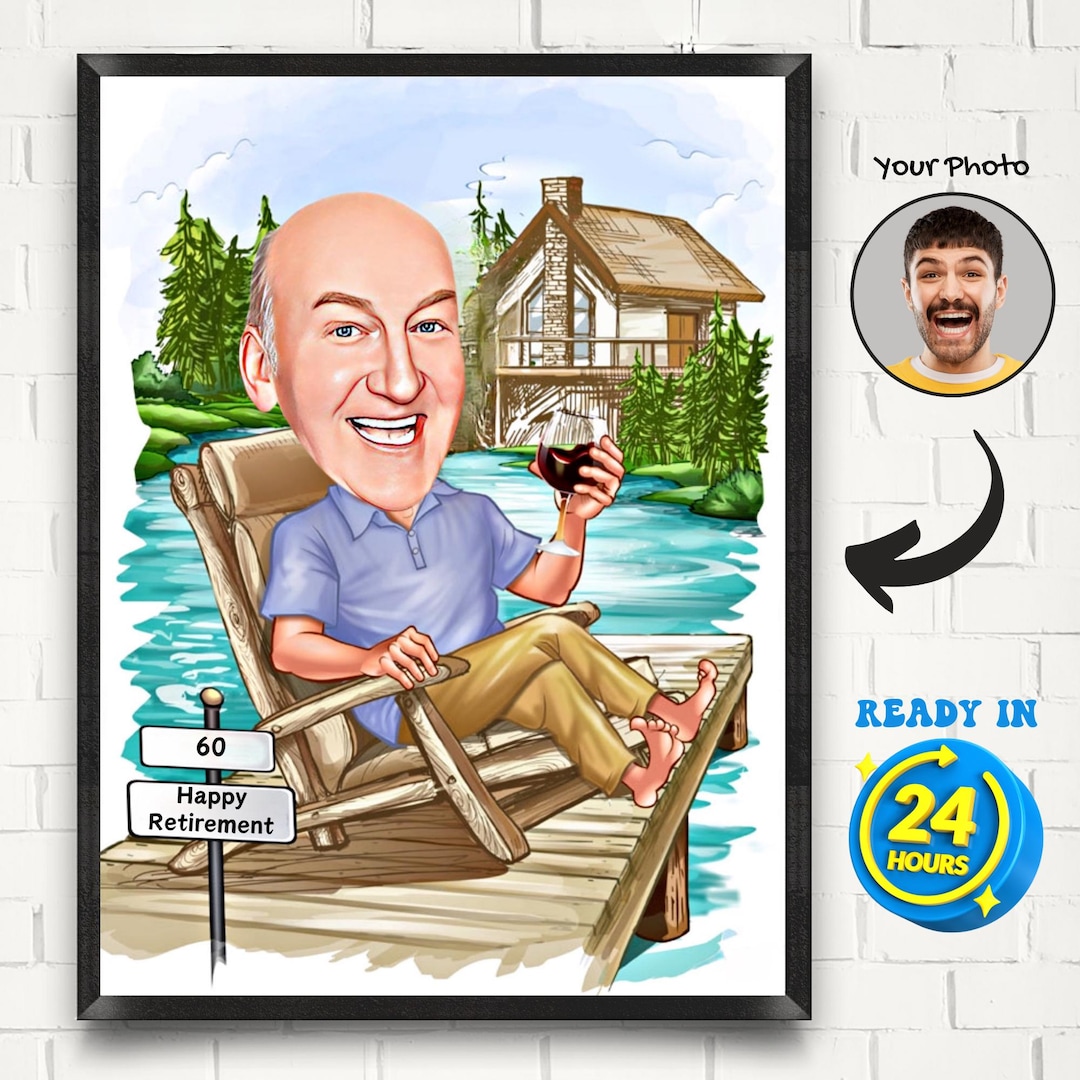 Personalized Retirement Cartoon Portrait, Custom Caricature Gift ...