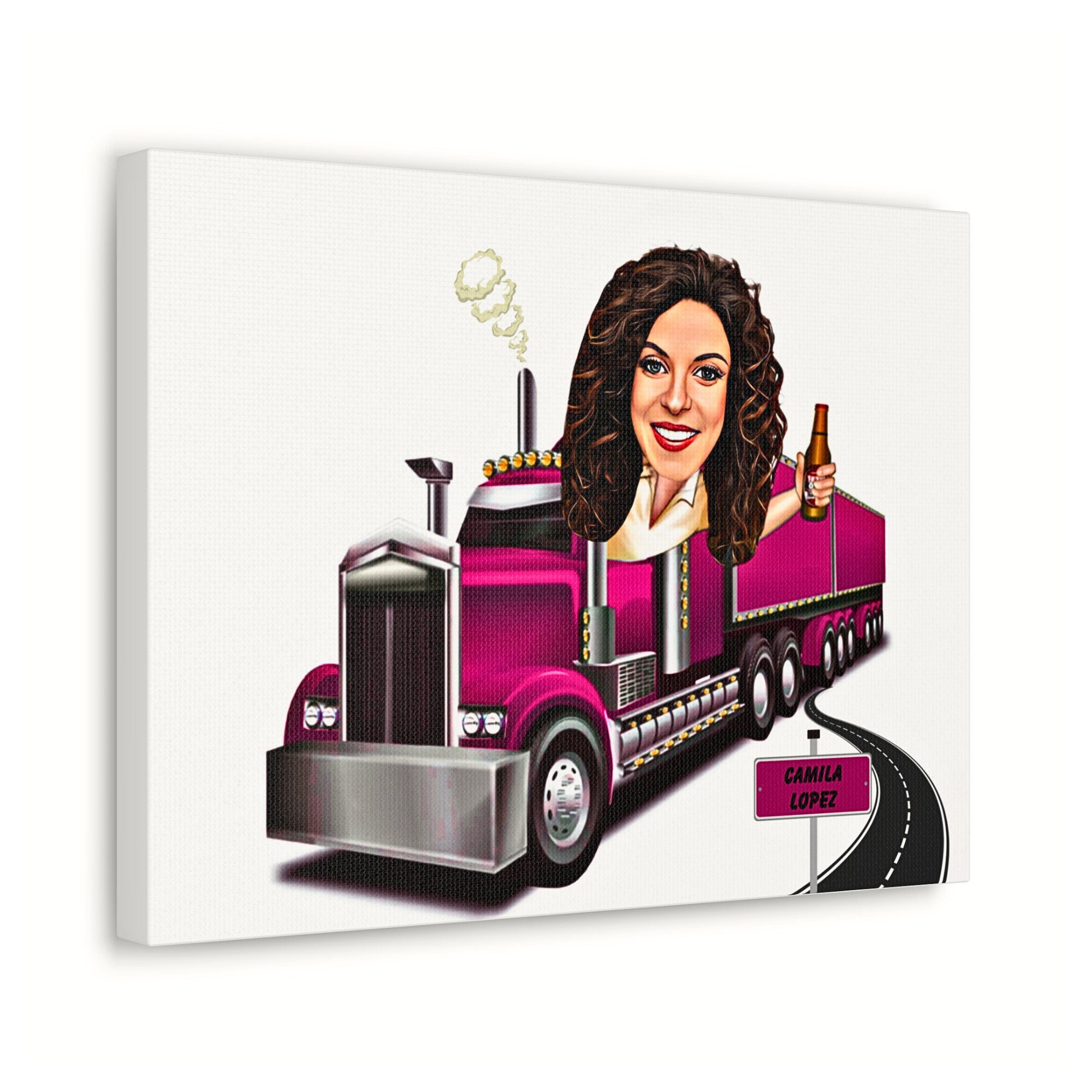 Personalized Female Truck Drivers Caricature, Lady Truckers Portrait ...