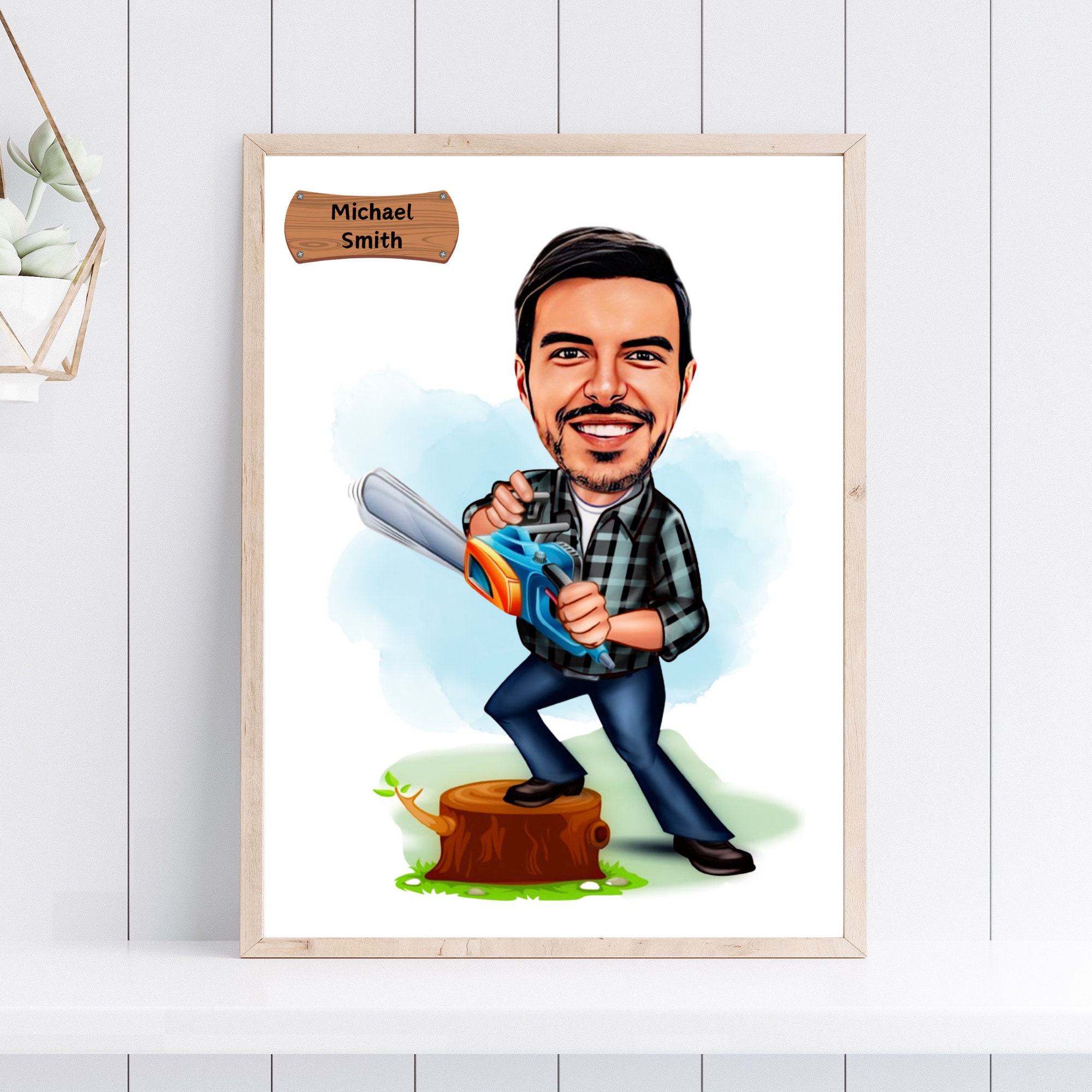 Custom Woodsman Caricature Drawing From Photo, Funny Woodsman ...