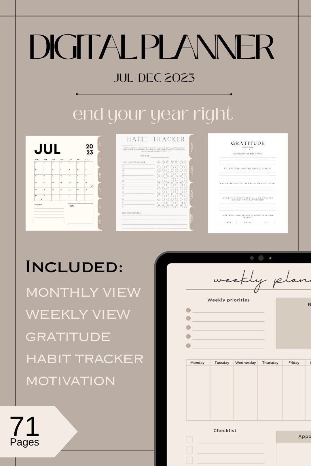 A Better Me in 2023 | the Ultimate Digital Planner | Gratitude & Habit ...