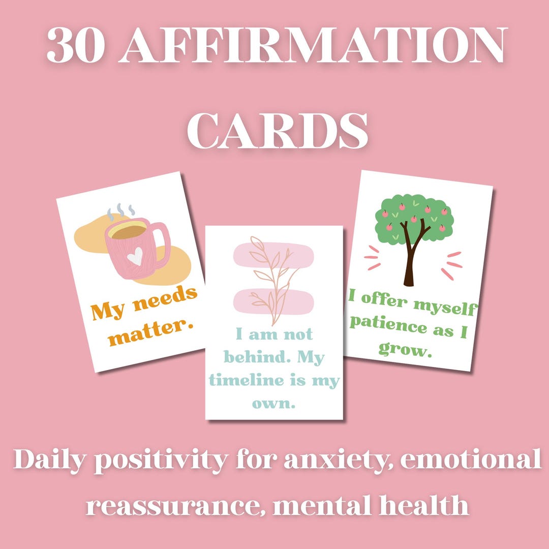 Printable Affirmation Cards for Anxiety & Mental Health – 30 Positive ...