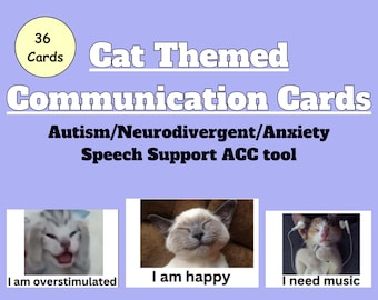 Cat Communication Cards 54pc Nonverbal Aid AAC for Autism ...