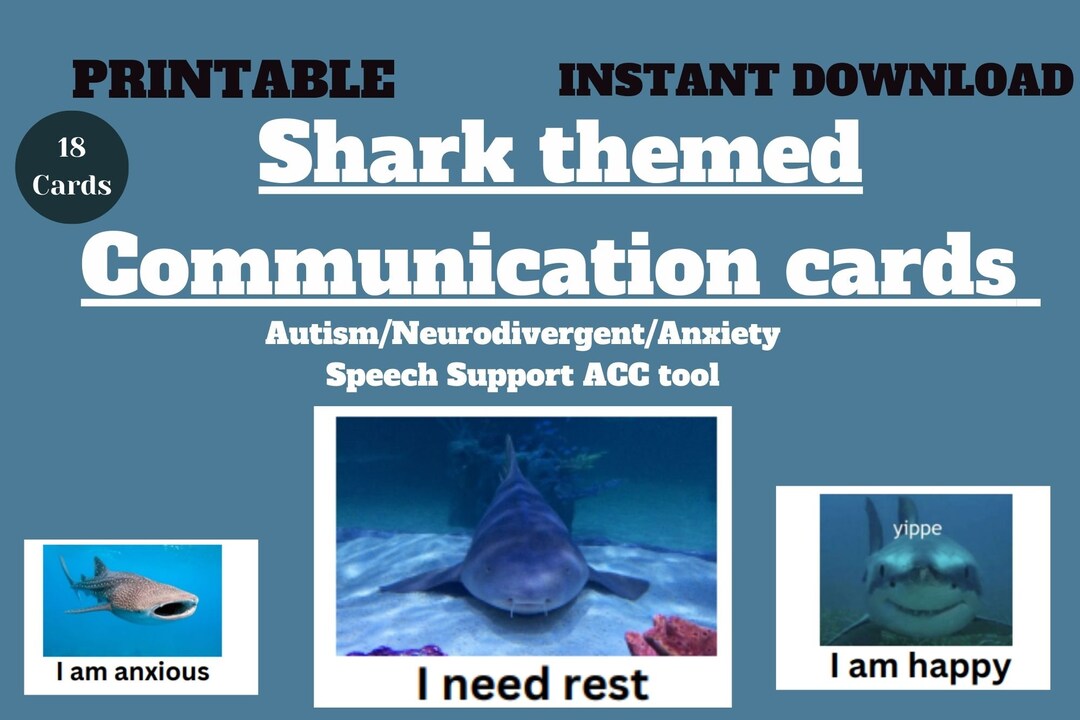 Shark Communication Cards Nonverbal Aid AAC for Autism, Neurodiversity ...