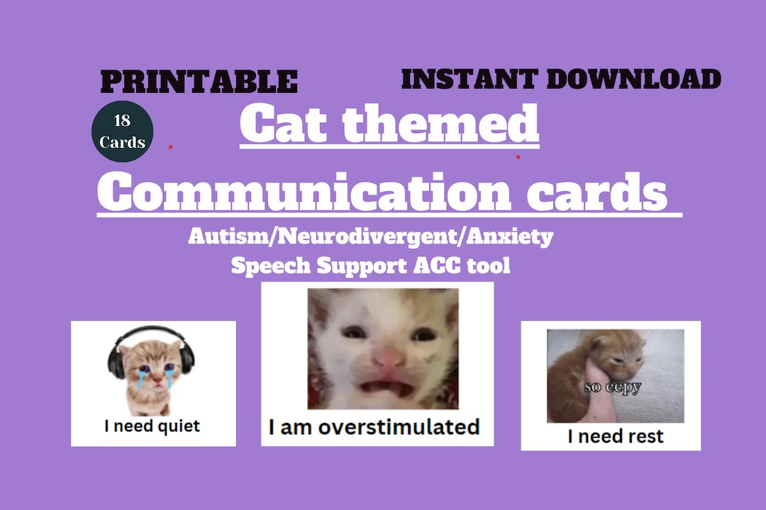 Cat Communication Cards Nonverbal Aid AAC for Autism, Neurodiversity ...