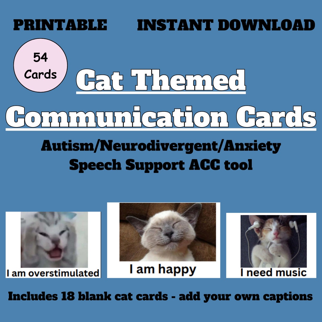 Cat Communication Cards 54pc Nonverbal Aid AAC for Autism ...
