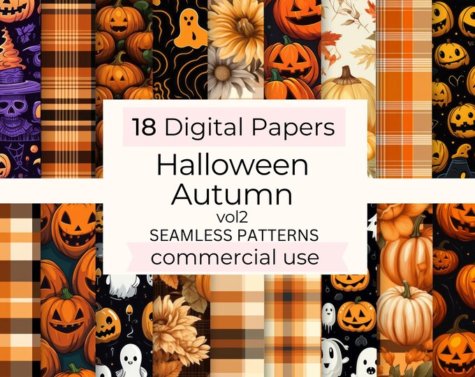 Thanksgiving Digital Papers, Autumn Pumpkin Printable JPG, Fall ...
