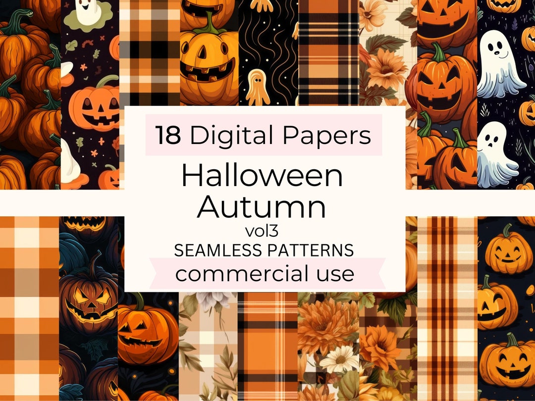 Thanksgiving Digital Papers, Autumn Pumpkin Printable JPG, Fall ...