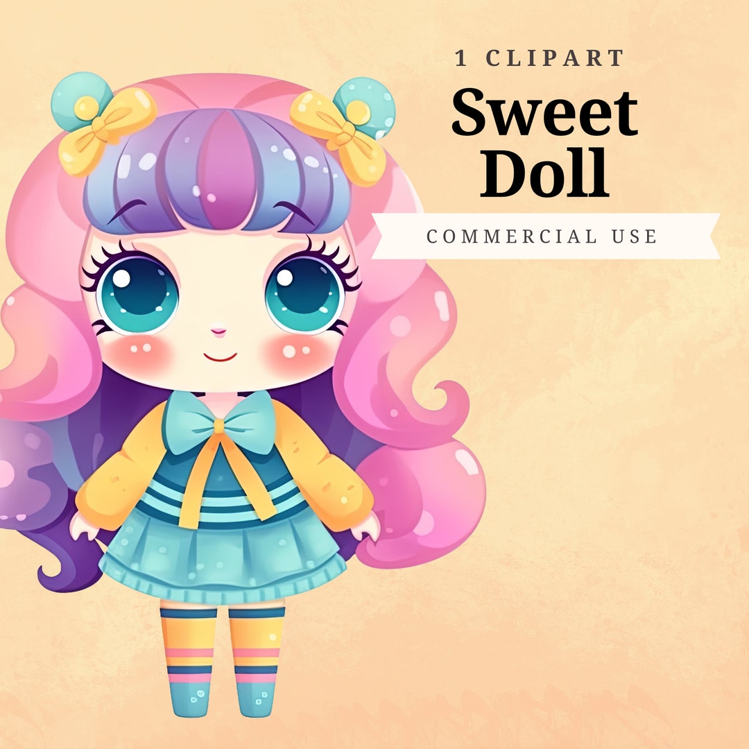 Cute Doll Clipart Watercolor, Sweet Character Invitation Png, Fashion ...