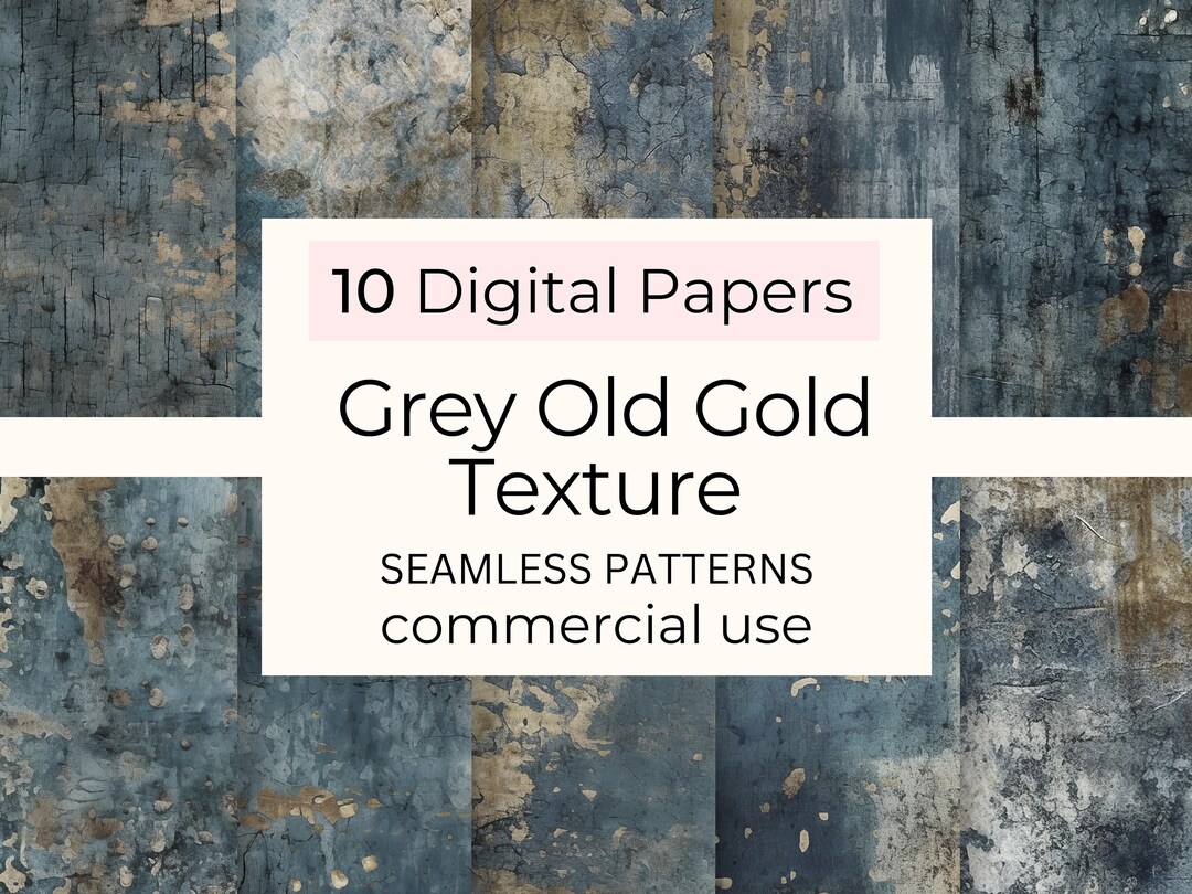 Grey Old Gold Textures Digital Papers, Seamless Pattern Crafting ...
