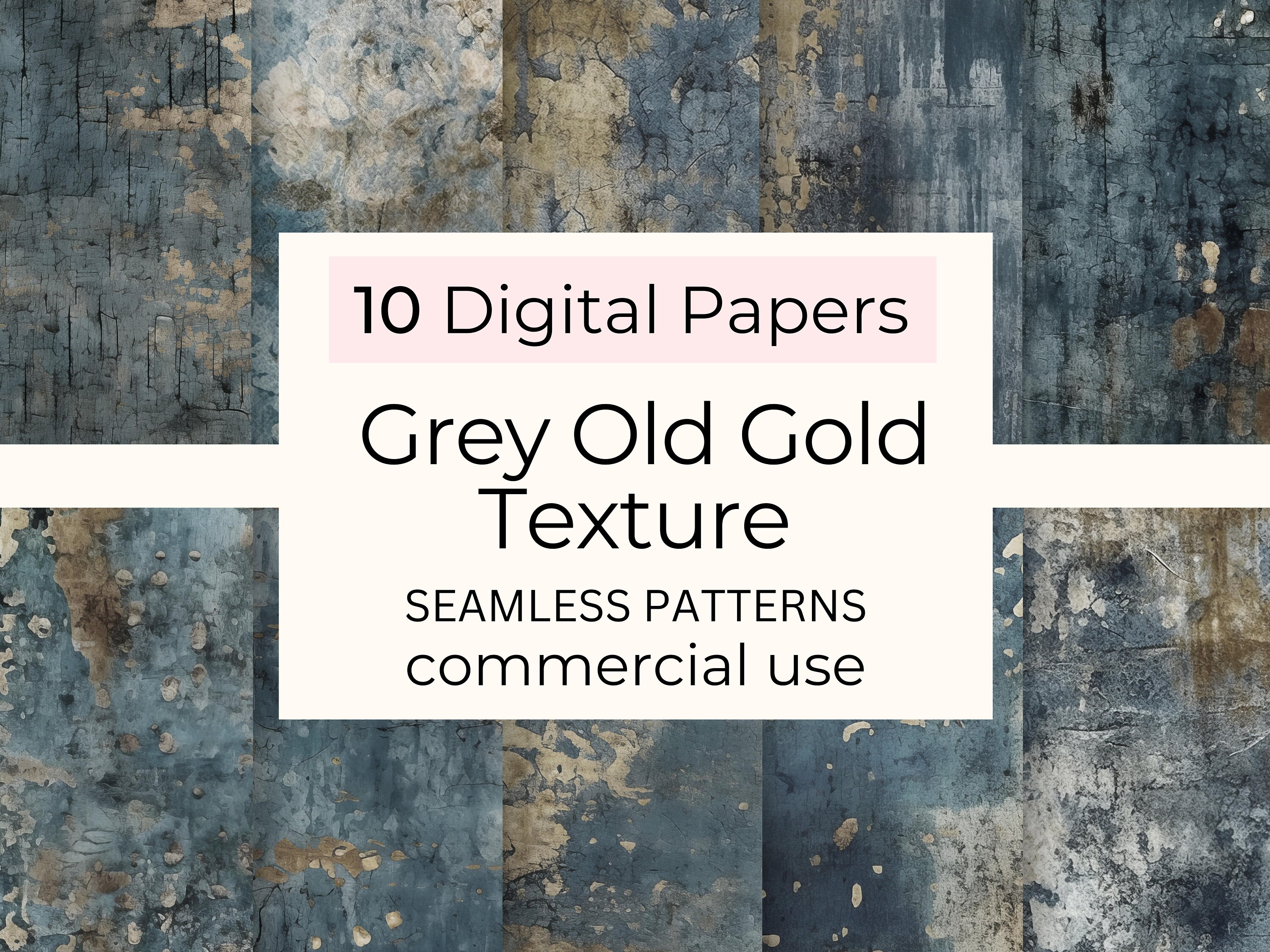 Grey Old Gold Textures Digital Papers, Seamless Pattern Crafting ...