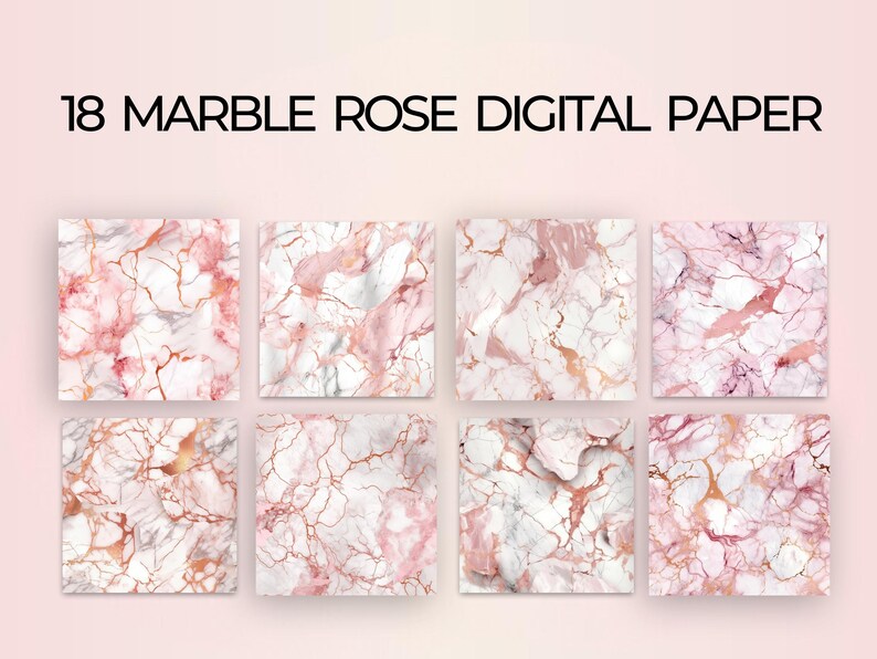 Rose Gold Marble Digital Paper, Digital Scrapbook Seamless Patterns ...