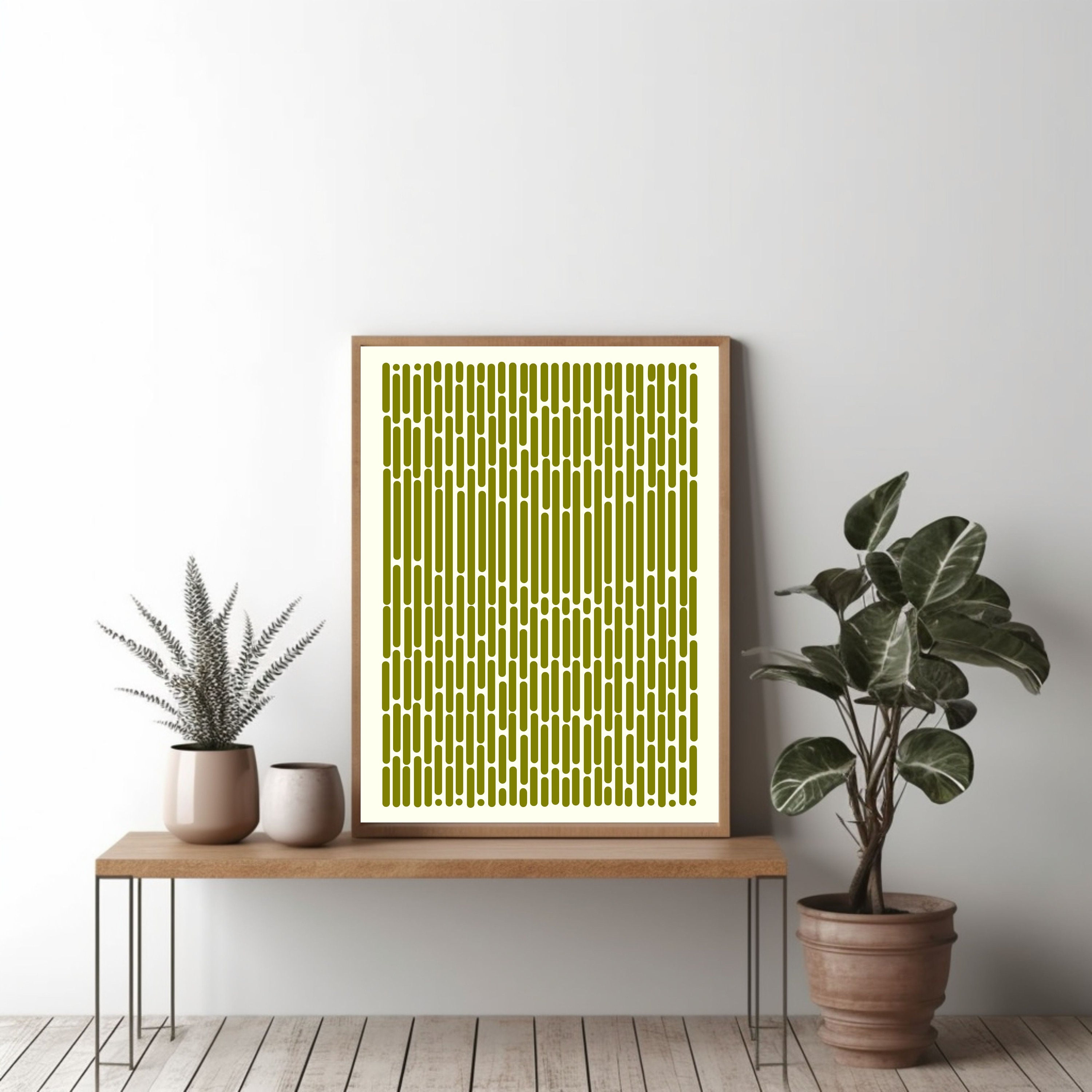 Minimal Modern Olive Green Line Art Abstract Green Print - Etsy