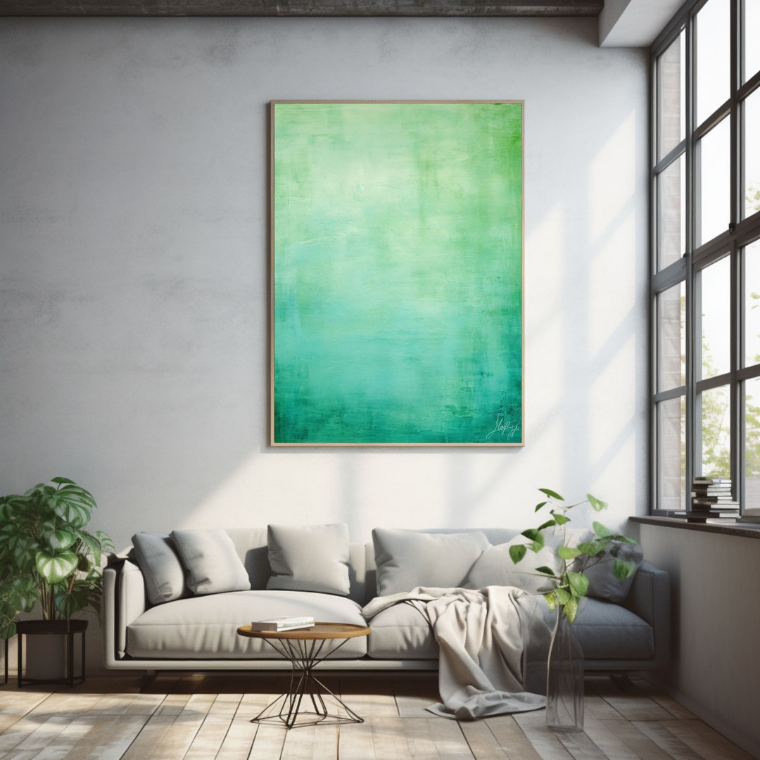 Green Abstract Painting Inspired by Mark Rothko, Green Minimalist Wall ...