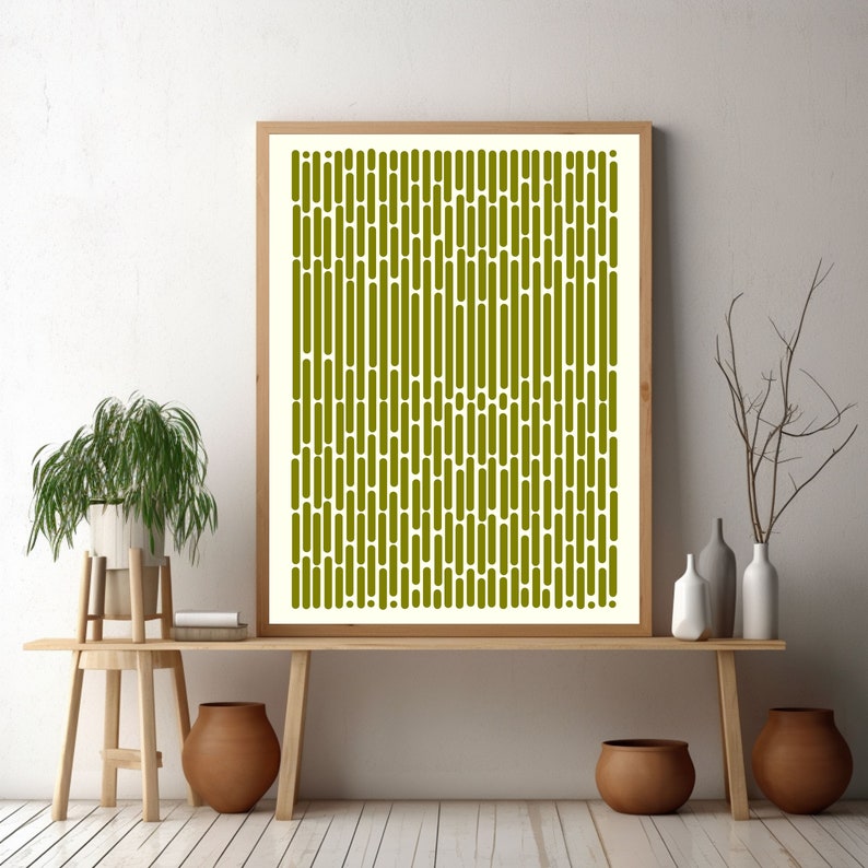 Minimal Modern Olive Green Line Art Abstract Green Print - Etsy