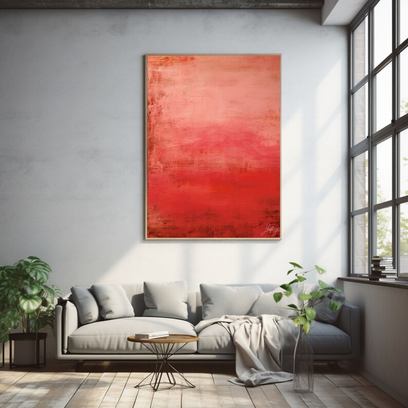 Rose Abstract Painting Inspired by Mark Rothko, Rose Minimalist Wall ...