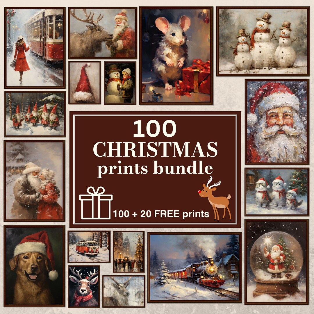 Printable Christmas Mega Bundle of 100 Prints Festive Holiday - Etsy