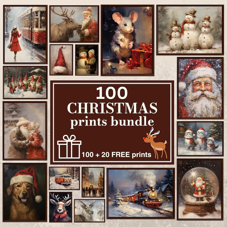 Printable Christmas Mega Bundle of 100 Prints Festive Holiday - Etsy