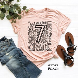 7th Grade Shirt, 7th Grade Typography T-shirt, Seventh Grade Teacher ...