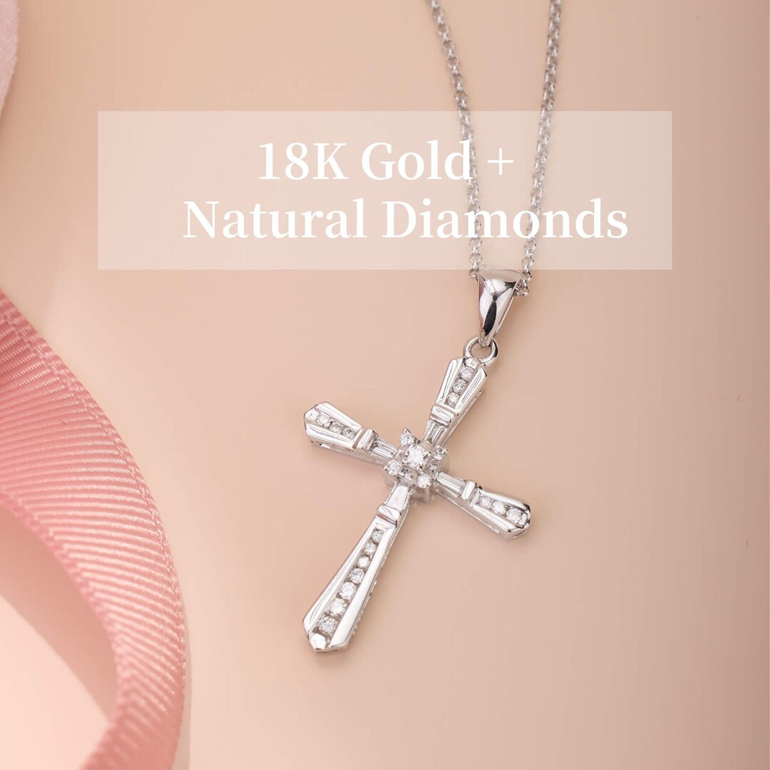 Vintage-styled Cross Pendant With Natural Diamond by Jewelrynstore ...