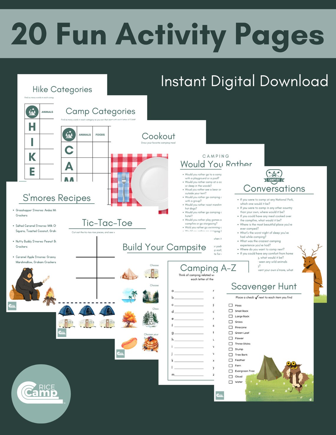 Camping Activity Book - Etsy