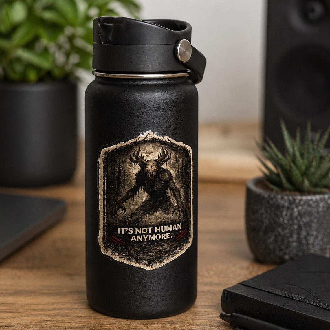 Skinwalker Horror Sticker, Dark Cryptid Forest Decal, Unsettling ...