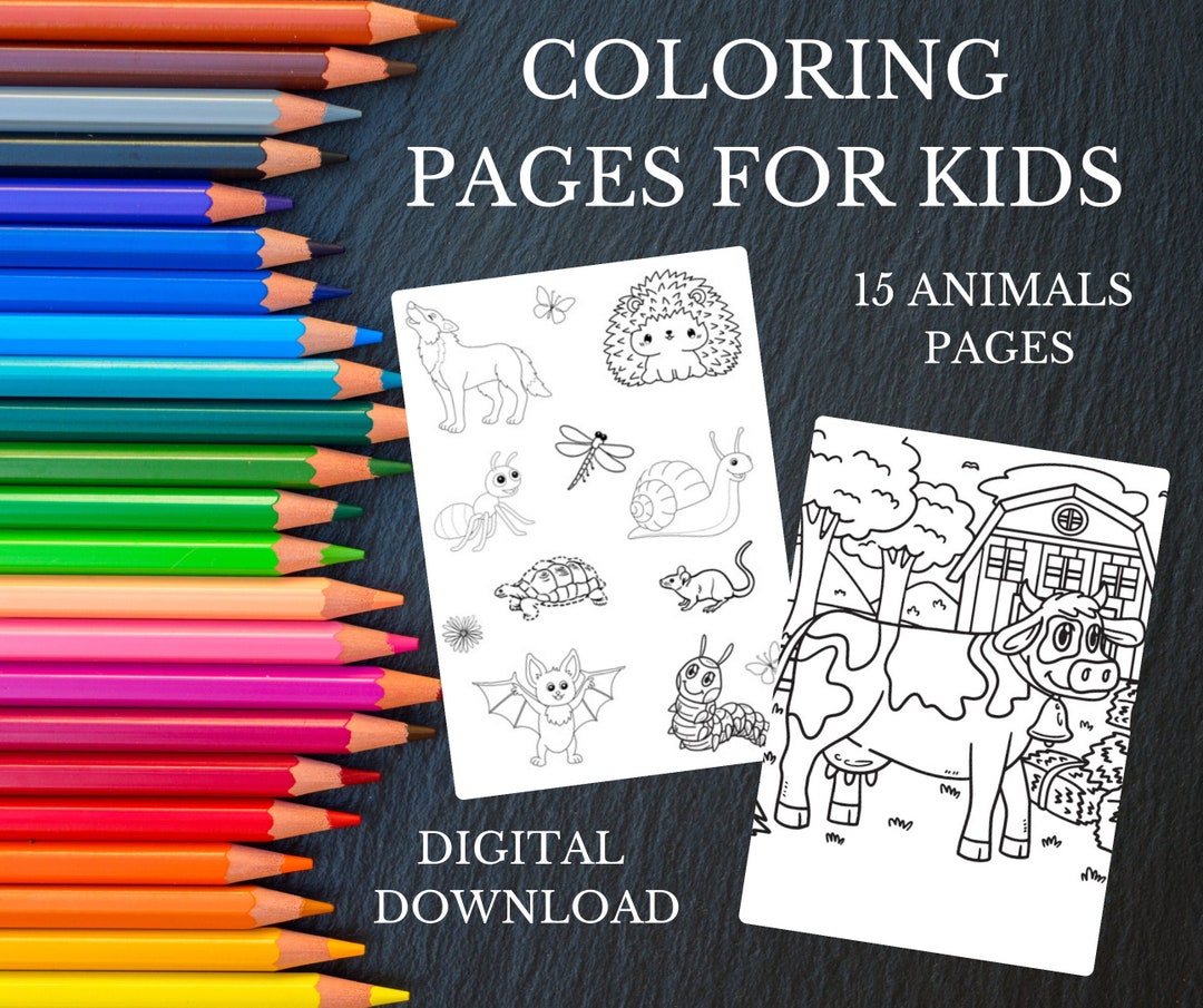 Coloring Animals Pages for Kids land Animals A - Etsy