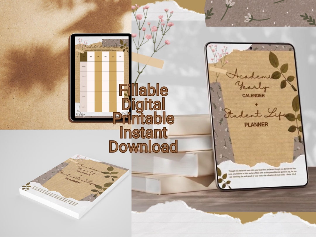 Academic Yearly Calendar + Student Life Planner, Printable Fillable ...