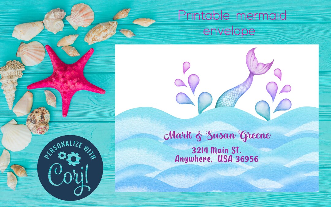 Mermaid A7 Envelope Templet - Etsy