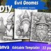 Creepy Evil Gnome Line Art Coloring Pages for Halloween - Etsy