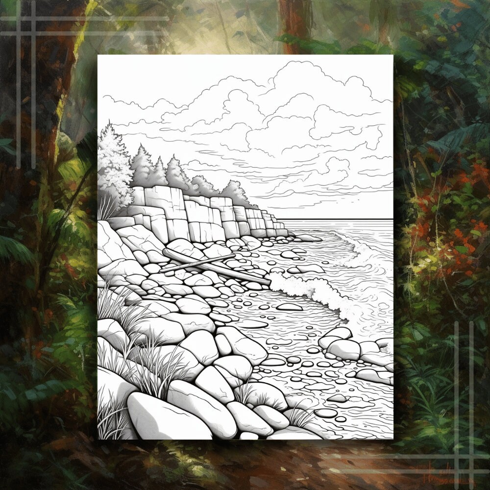 Realistic Landscape Coloring Pages for Greyscale Enthusiast - Etsy