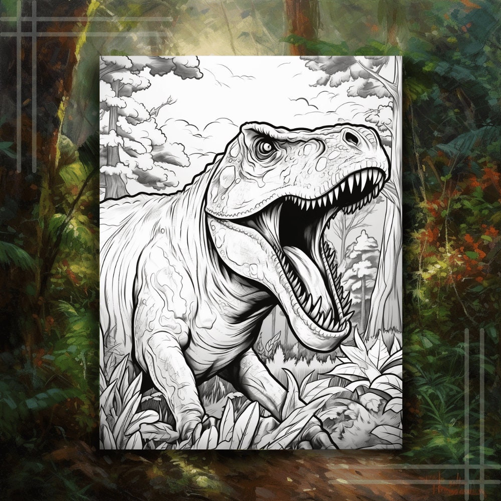 Realistic T Rex Printable Coloring Pages - Instant Download - Etsy