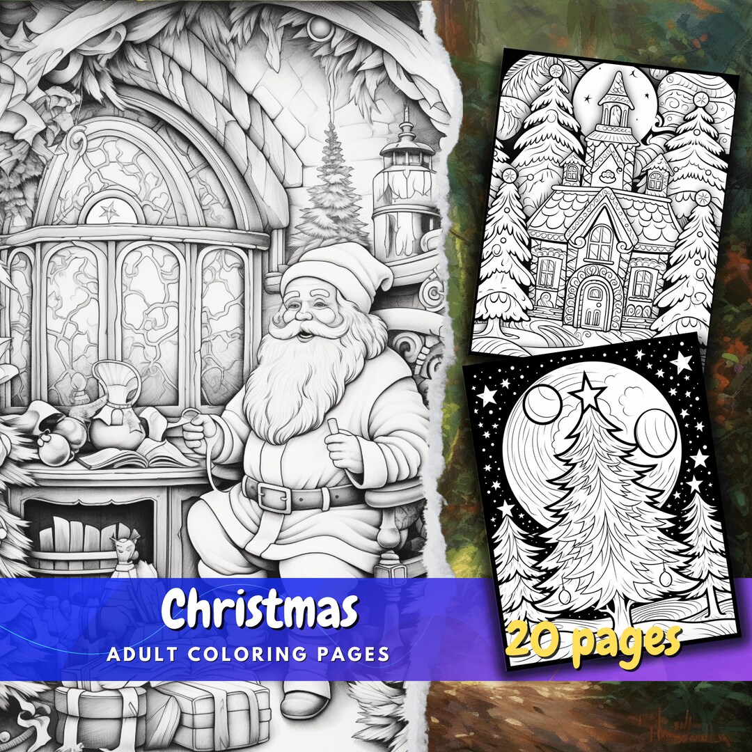 Greyscale Christmas Tree Coloring Pages and Santa Claus Coloring Pages ...