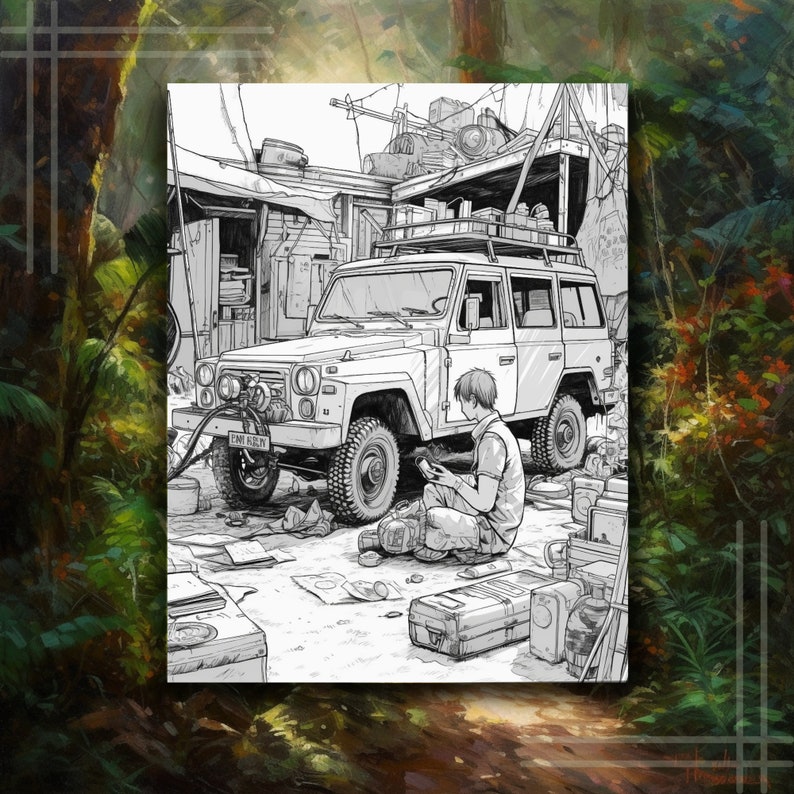 Post-apocalyptic Coloring Pages | Grayscale Dystopian Art for Adults ...