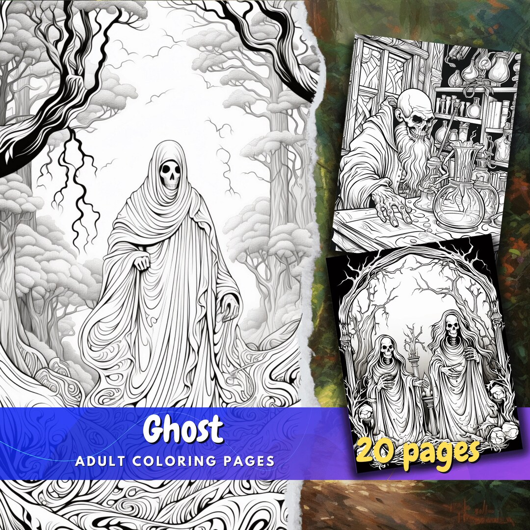 Halloween Ghost Coloring Pages for Creep Dark Art Therapy2023 Coloring ...
