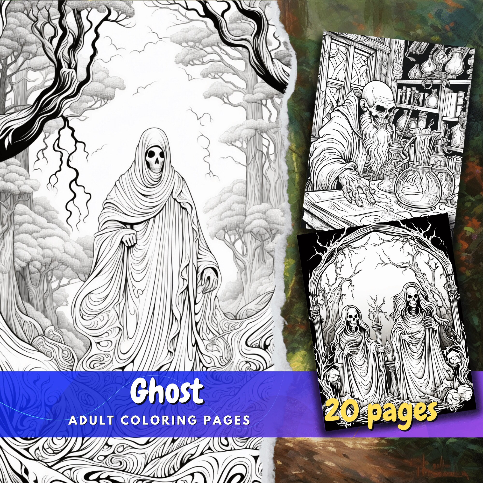 Halloween Ghost Coloring Pages for Creep Dark Art Therapy2023 Coloring ...