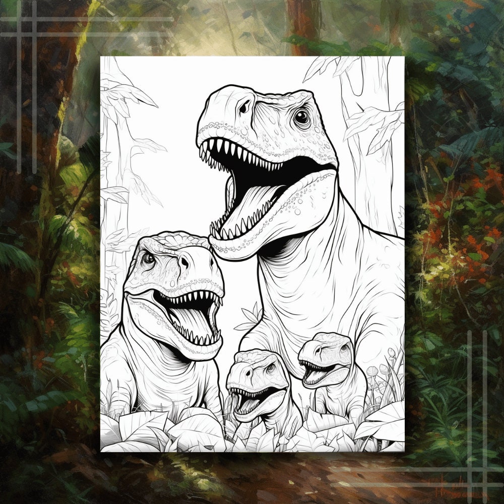 Realistic T Rex Printable Coloring Pages - Instant Download - Etsy