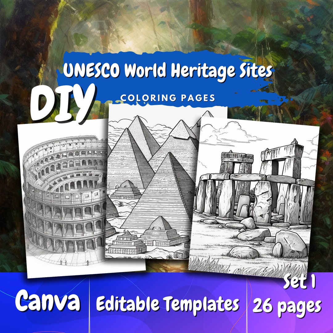 UNESCO World Heritage Sites Coloring Pages Digital Download - Etsy