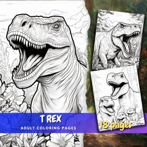 Realistic T Rex Printable Coloring Pages - Instant Download - Etsy