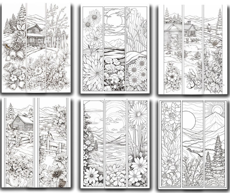 Beautiful Window View Landscape Coloring Pages for Mindful Relaxation ...