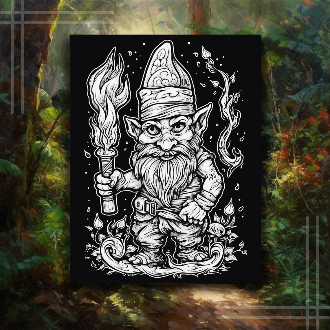 Creepy Evil Gnome Line Art Coloring Pages for Halloween - Etsy