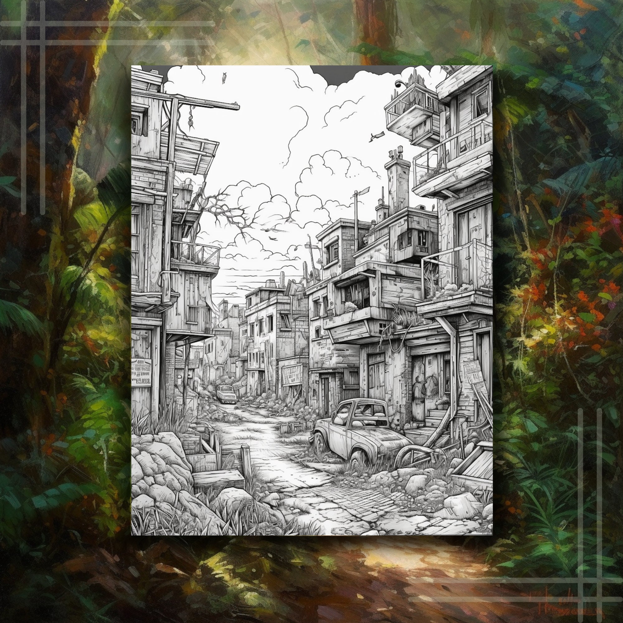 Post-apocalyptic DIY Coloring Book Chronicles Wanderer Themed Pages Gas ...