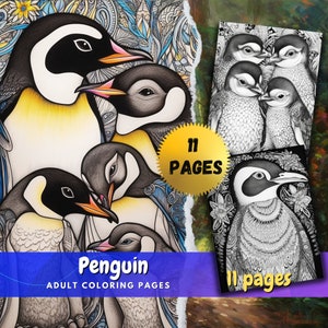 Penguin Mandala Coloring Pages - Etsy